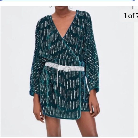 Zara | Dresses | Zara Velvet Sequined Dress | Poshmark